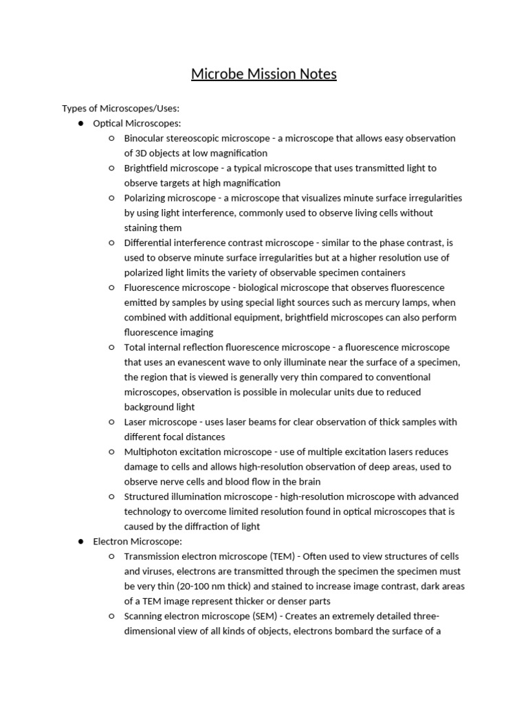 Types and Functions of Microscopes | PDF | Cell Nucleus | Microscope