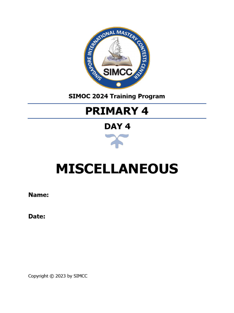 P4 SIMOC Day 4 | PDF | Area | Arithmetic