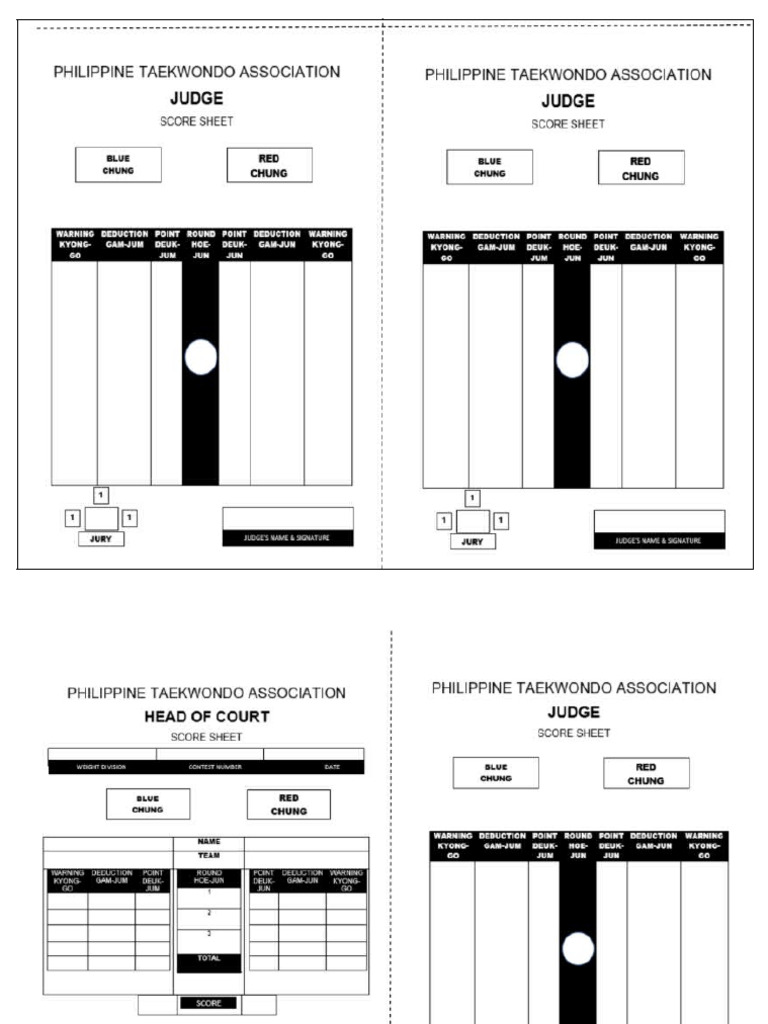 Score Sheet TKD | PDF