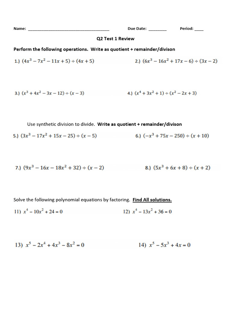 Q2 Test 1 Review | PDF