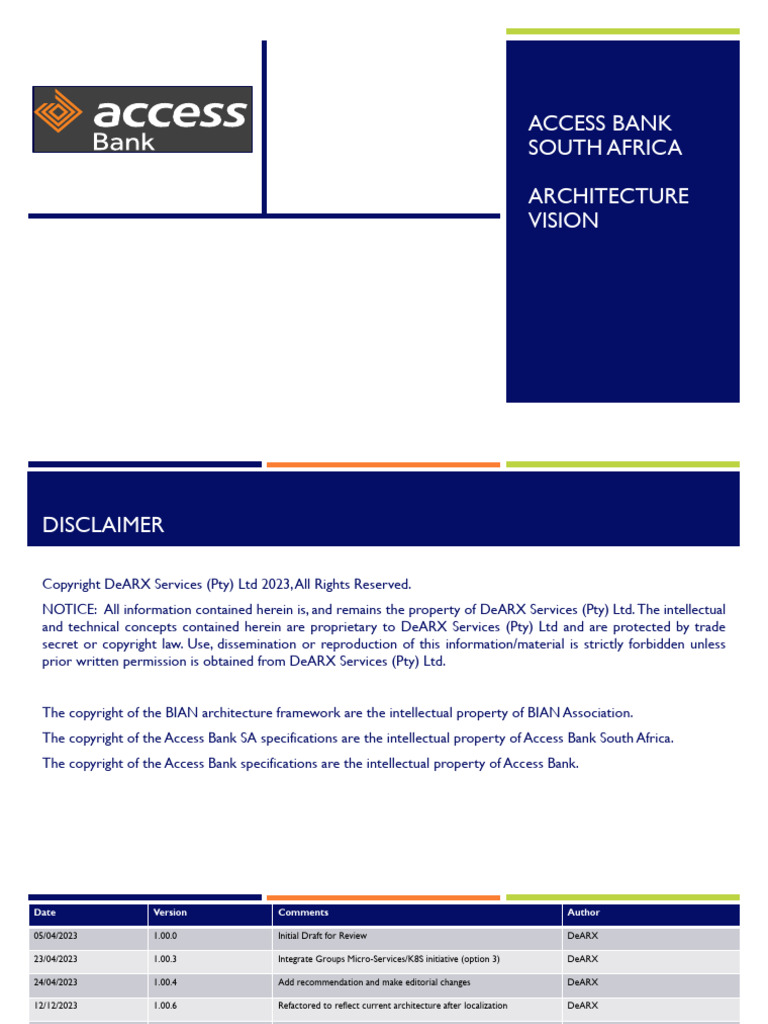 Access Bank South Africa - Architecture Vision V1.00.8-Digital Onboarding-V1.01.4 | PDF ...
