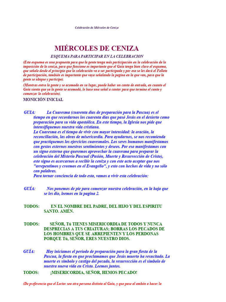 Esquema para guiar la celebración de ceniza.docx | PDF | Oración | Perdón
