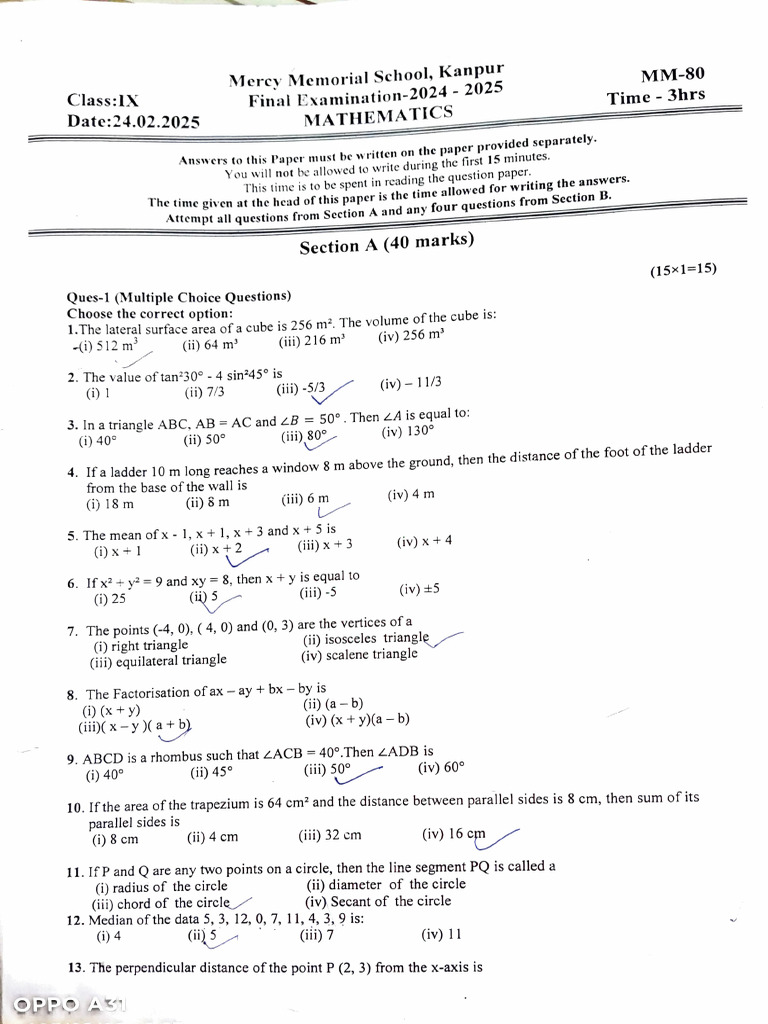 Mathematics Question Paper | PDF | Elementary Mathematics | Classical ...