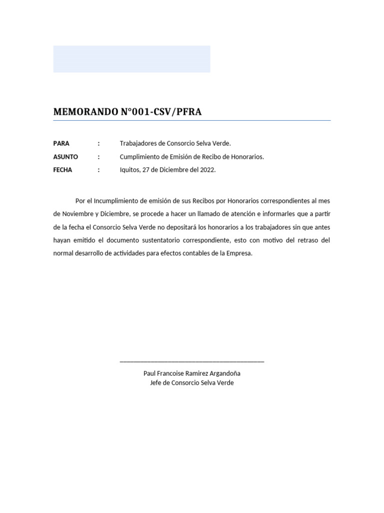 Ejemplo de Memorándum para Empresa | PDF