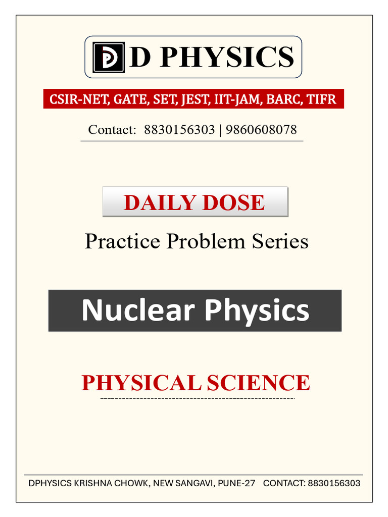 Daily Dose Nuclear Physics Assignment - 08 | PDF | Atomic Nucleus | Neutron