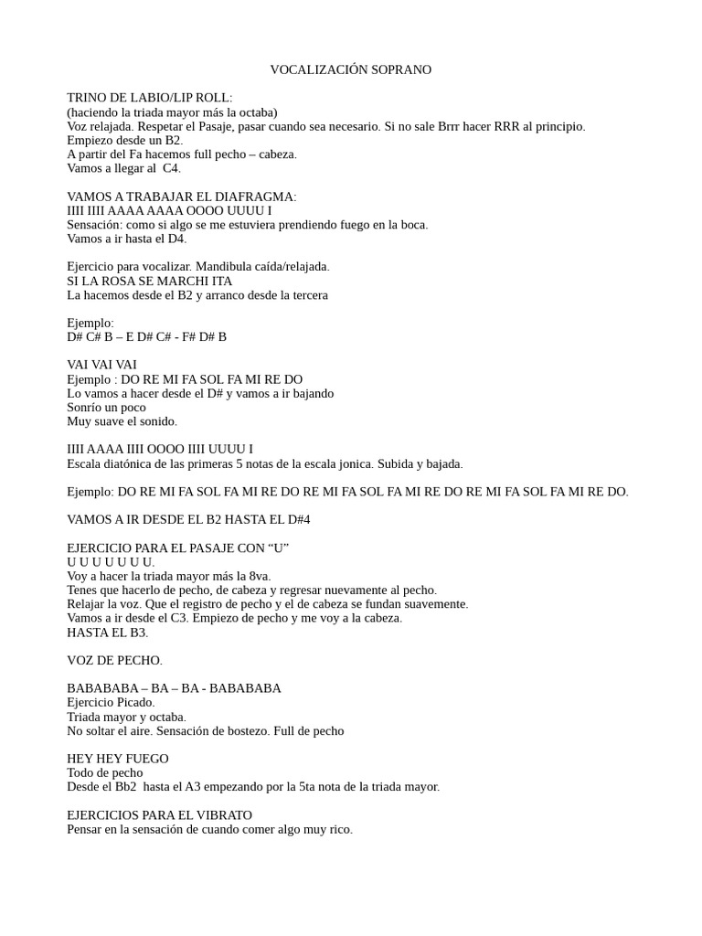 Calentamientos Vocales | PDF | Escala (música) | Melodía