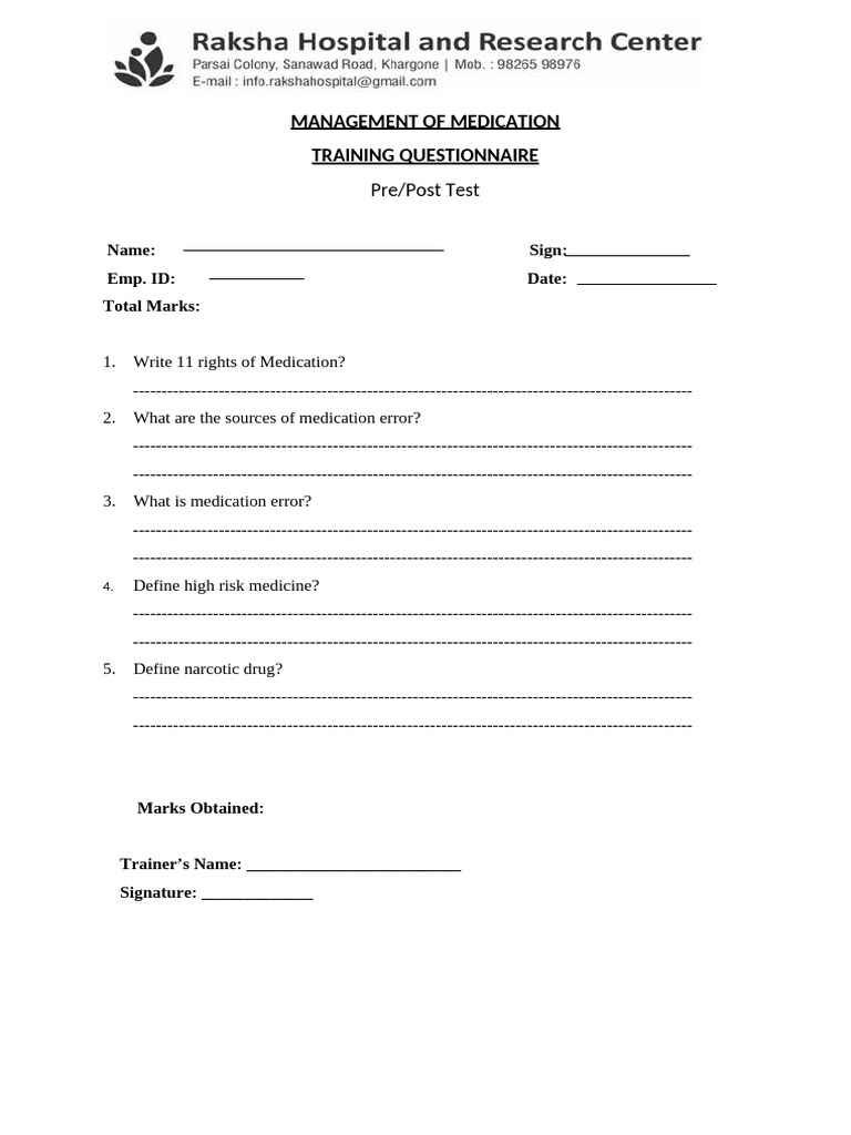 Management of Medication Test Paper | PDF