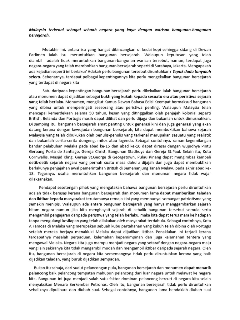 Pentingnya Memelihara Bangunan Bersejarah | PDF