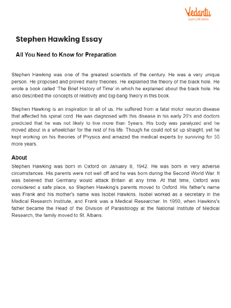 Stephen Hawking Essay | PDF