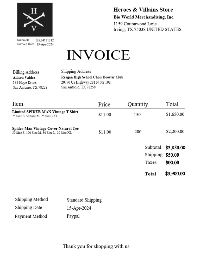 Spider - Man - Invoice Backup Backup | PDF