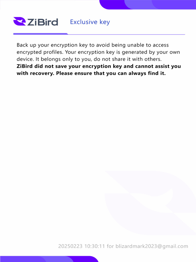 Zibird Encrypt Key | PDF