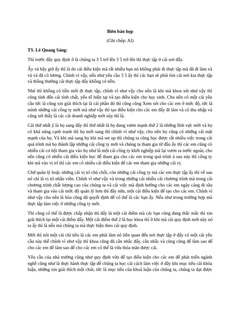 Biên bản họp - AI ghi ch | PDF