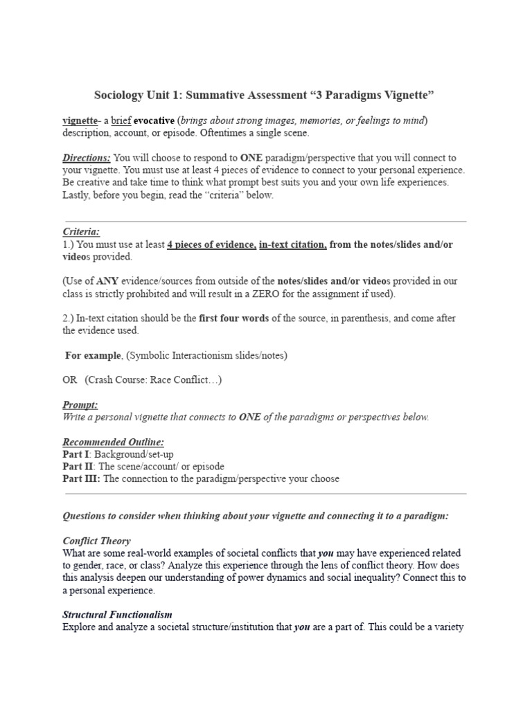 SOC Vignette Unit 1_ Summative Assessment | PDF | Experience | Race ...