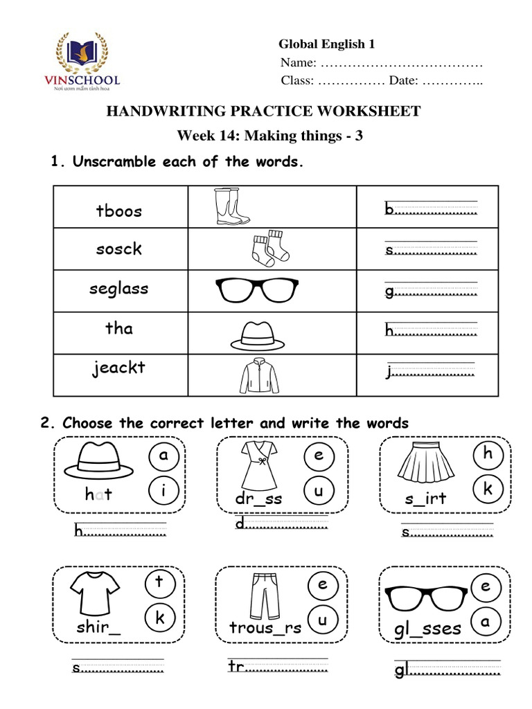 Handwriting Practice: Week 14 Worksheet | PDF