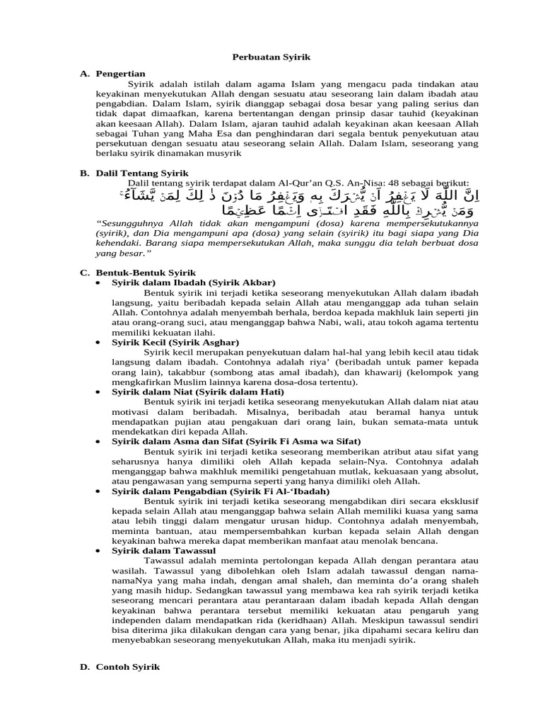 Memahami Syirik dalam Islam | PDF