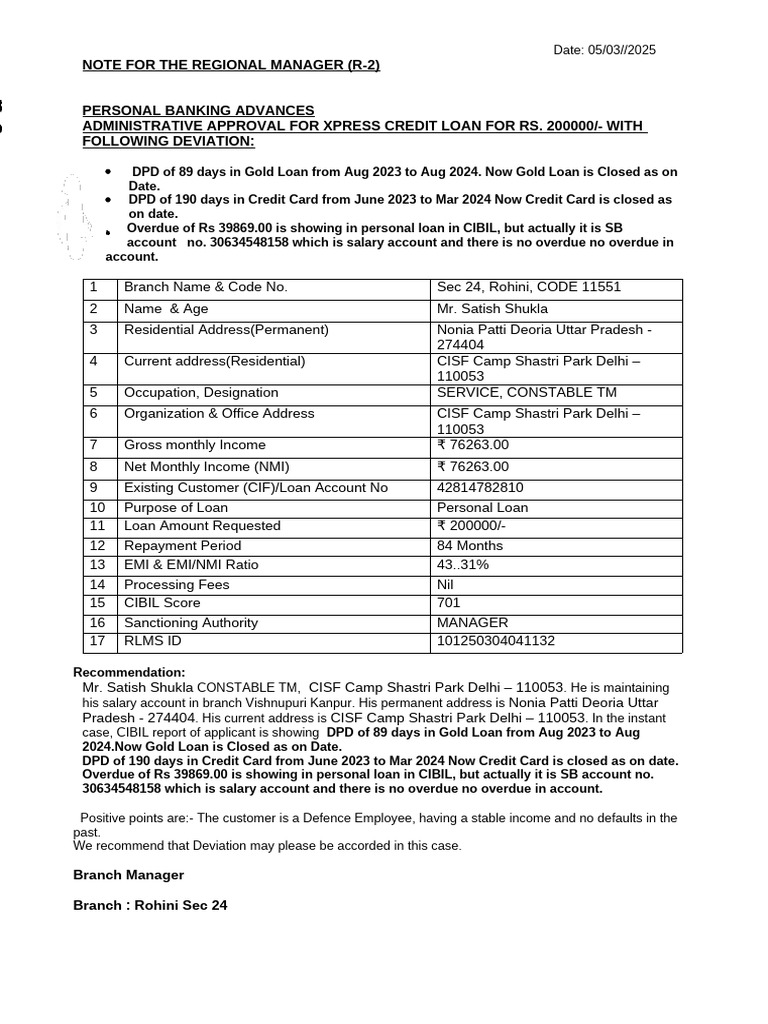 satish shukla deviation | PDF | Loans | Business