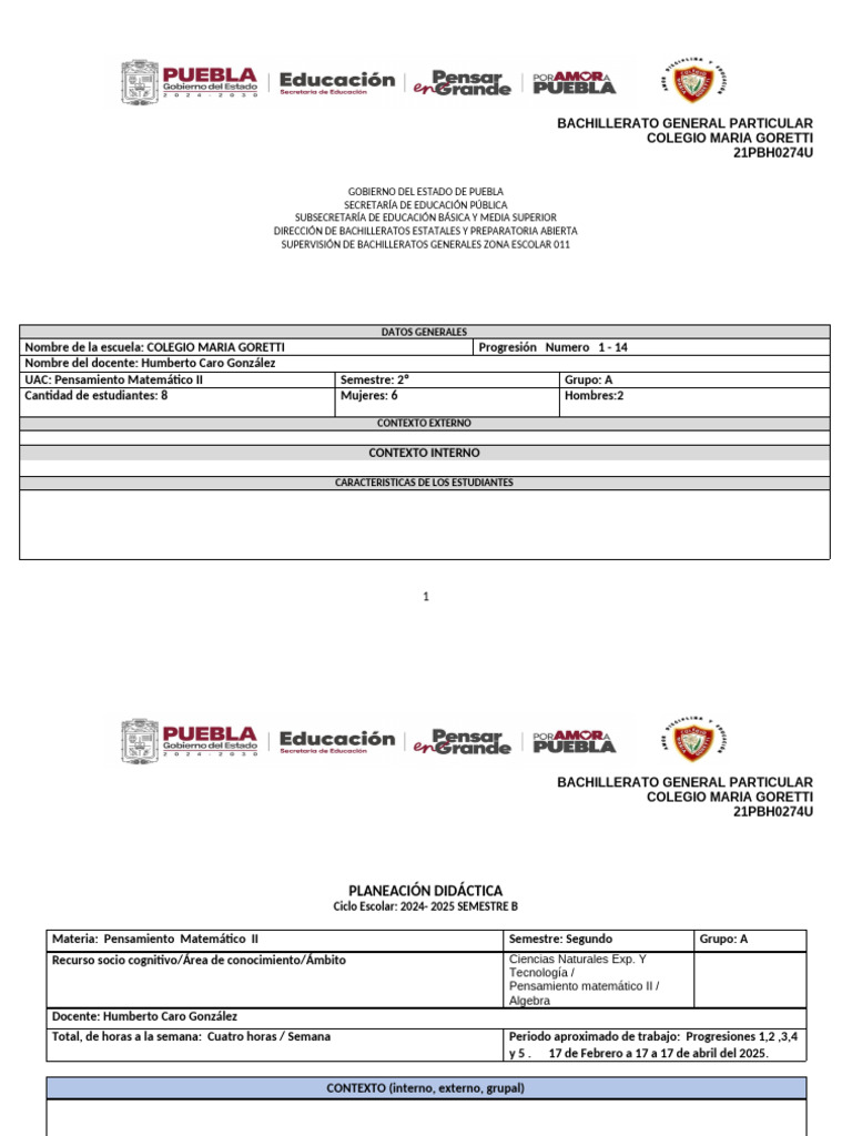 Plan de Clase Progresiones Pensamiento Matematico Ii (1 - 14) | PDF | División (Matemáticas ...