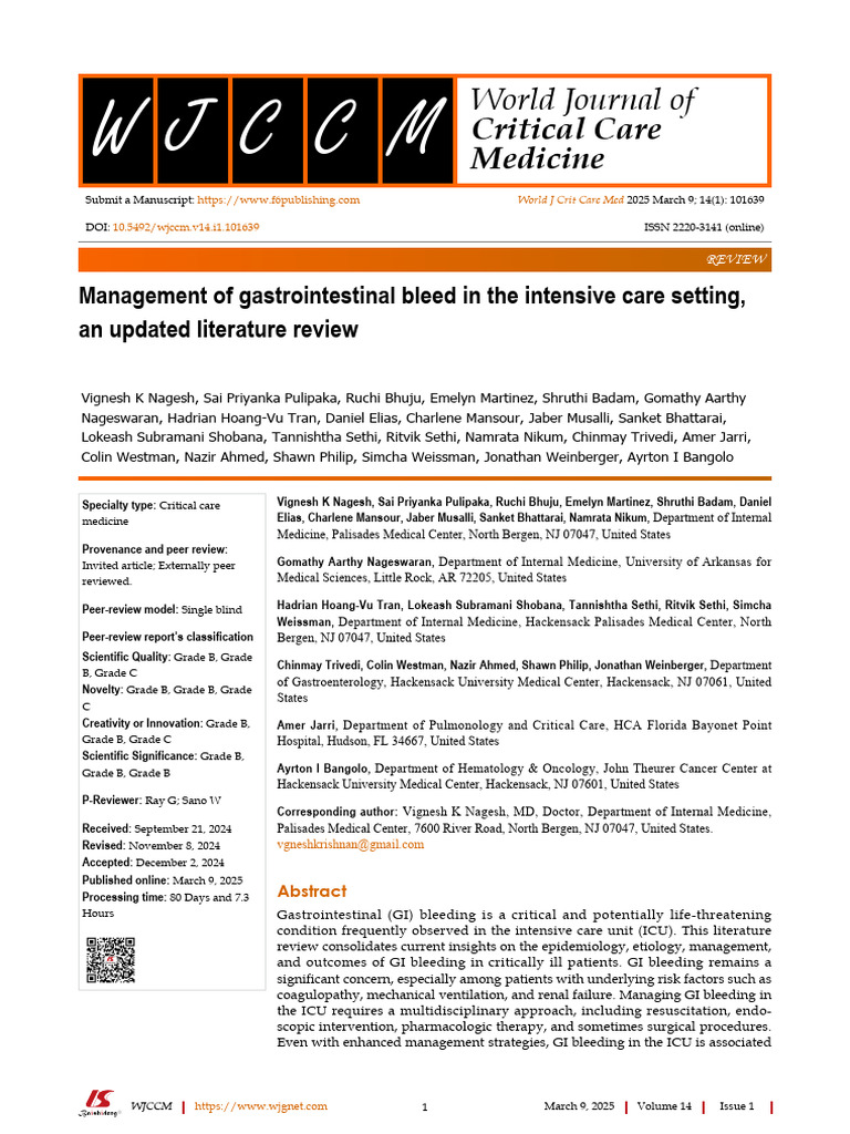 Management of GI in Intensive Care Unit | PDF | Hemostasis ...