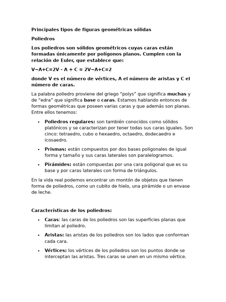 Principales Tipos de Figuras Geométricas Sólidas | PDF