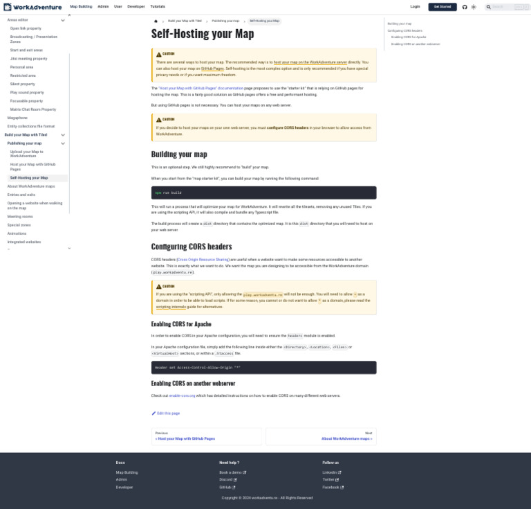 Self-Hosting Your Map - WorkAdventure Documentation | PDF | Web Server | Internet & Web
