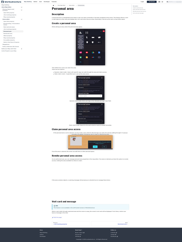 Personal Area - WorkAdventure Documentation | PDF | Tag (Metadata) | Software