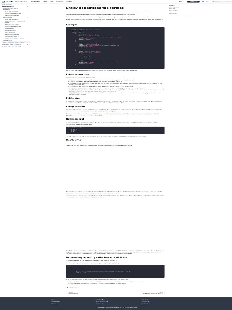 Entity collections file format _ WorkAdventure Documentation | PDF | Computer Graphics | Computing