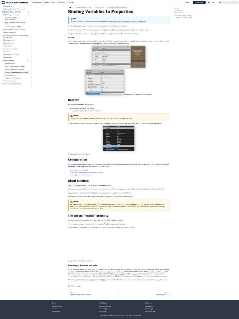 Binding Variables To Properties - WorkAdventure Documentation | PDF | World Wide Web | Internet ...