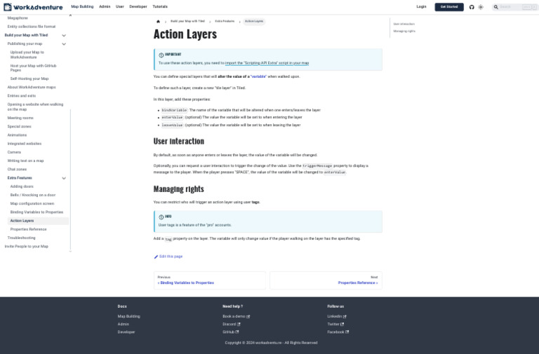 Action Layers - WorkAdventure Documentation | PDF | Computer Mediated Communication | Cyberspace