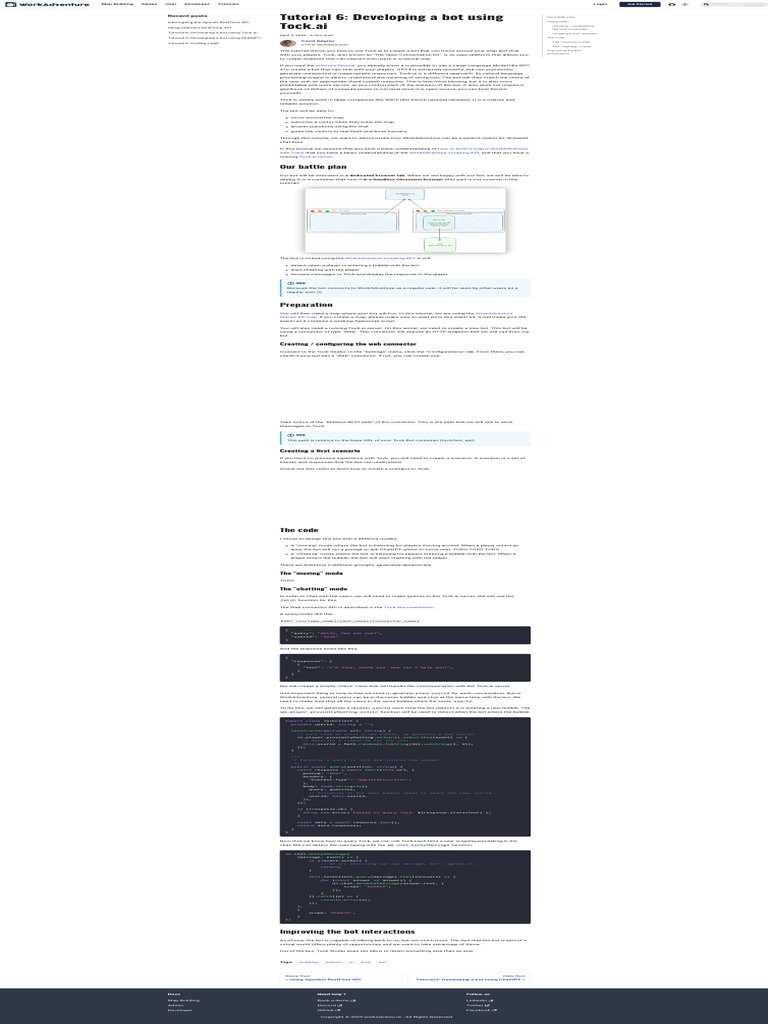 Tutorial 6 - Developing A Bot Using Tock - Ai - WorkAdventure Documentation | PDF | Internet Bot ...