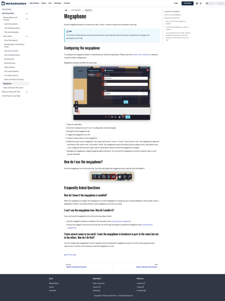 Megaphone - WorkAdventure Documentation | PDF | Websites | Cyberspace