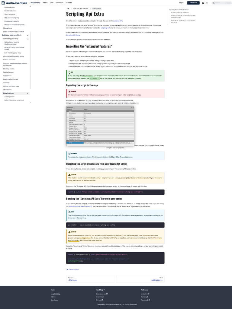 Scripting Api Extra - WorkAdventure Documentation | PDF | Java Script ...