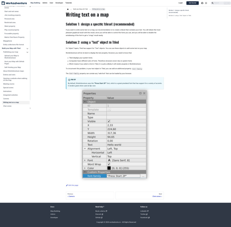 Writing Text On A Map - WorkAdventure Documentation | PDF | Typefaces | World Wide Web