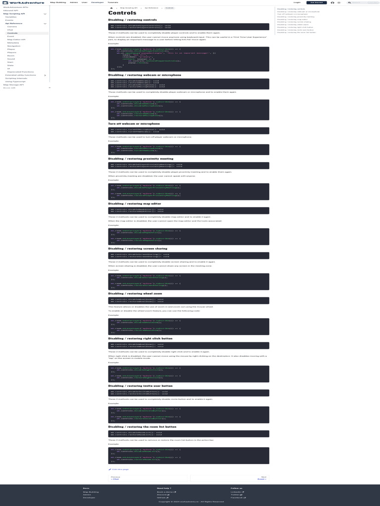 Controls - WorkAdventure Documentation | PDF | Software | Computing