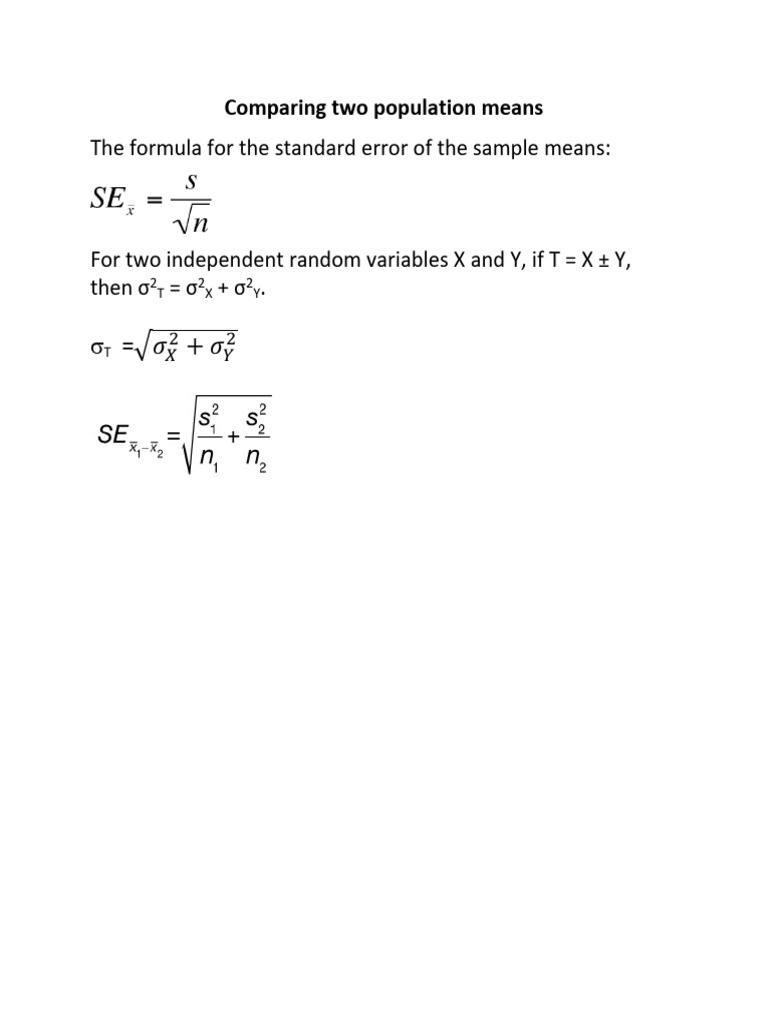 10 Comparing Two Population Means Example - ANSWER KEY | PDF | P Value ...