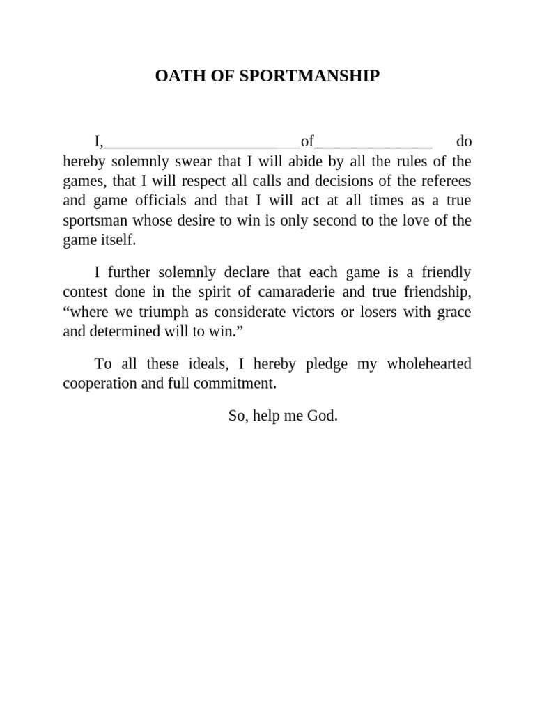 Oath of Sportmanship | PDF