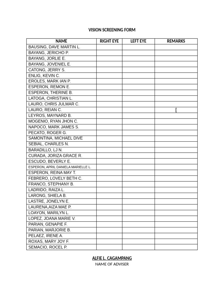VISION-SCREENING-FORM-HT-WT-FORM | PDF