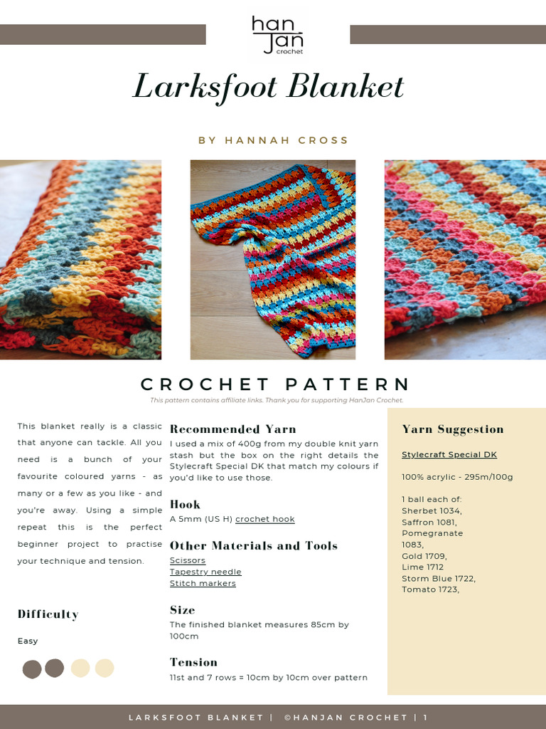 The Larksfoot Blanket Crochet Pattern | PDF | Crochet | Weaving