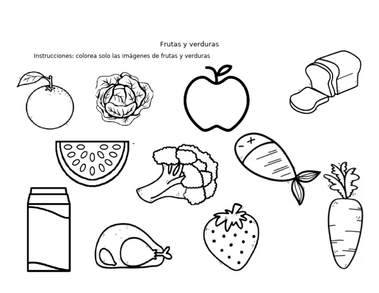 Frutas y Verduras Colorea | PDF