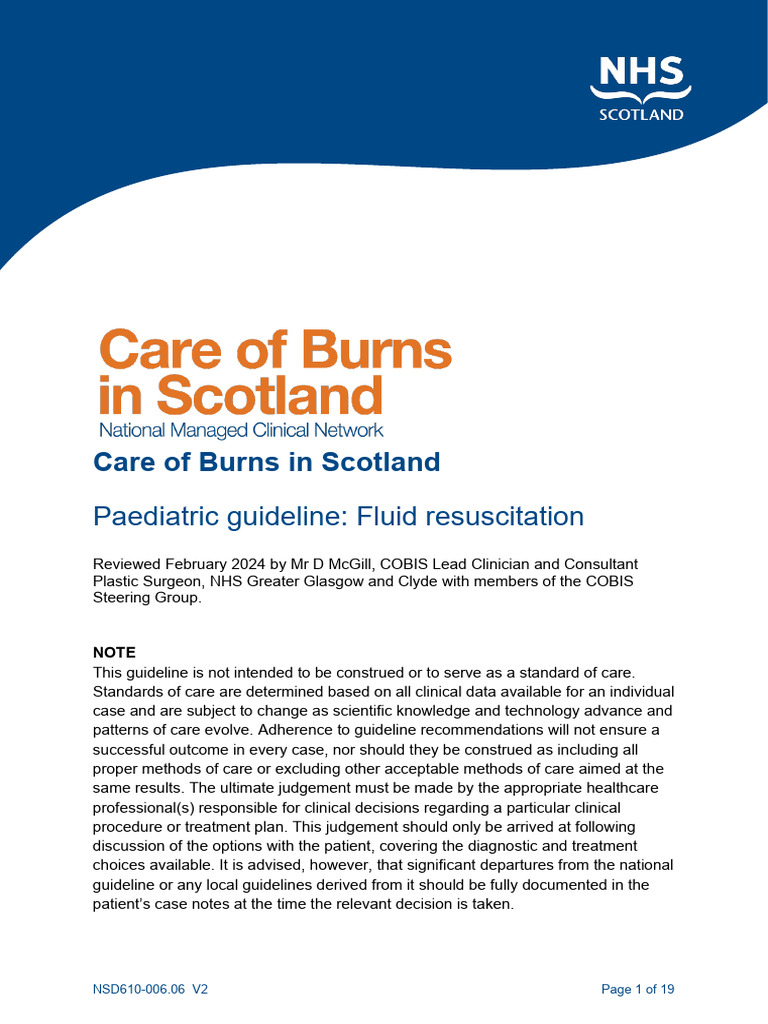 NSD610 006.06 COBIS Paediatric Fluid Resuscitation v2.0 | PDF | Burn ...