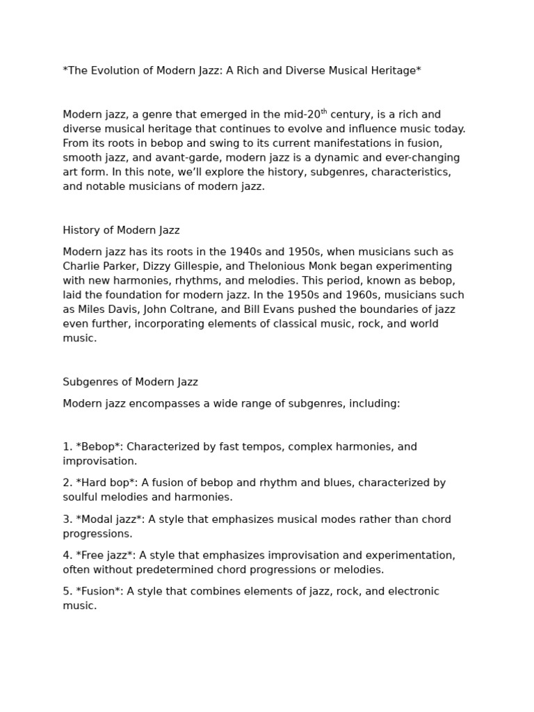 Modern Jazz | PDF | Jazz | Musical Subgenres