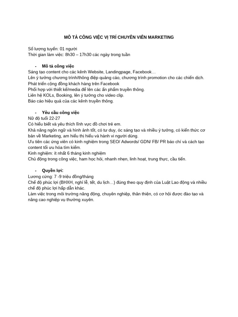 Momo_JD Marketing Executive | PDF