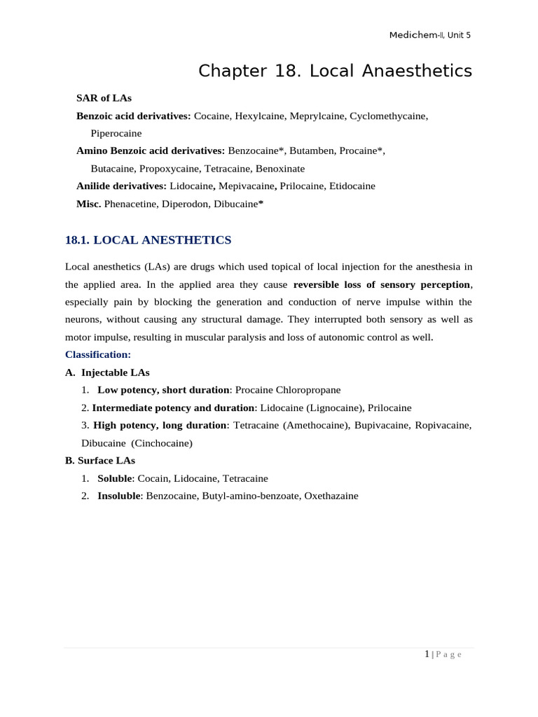 Local-Anesthetics | PDF | Anesthesia