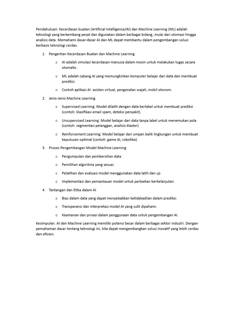 Konsep Dasar Kecerdasan Buatan Dan Machine Learning | PDF