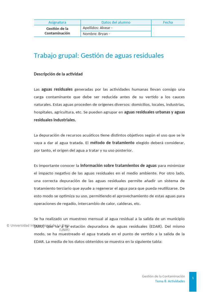 gaeo03_t8_act_grupal[1] (1) | PDF | Tratamiento de aguas residuales | Agua