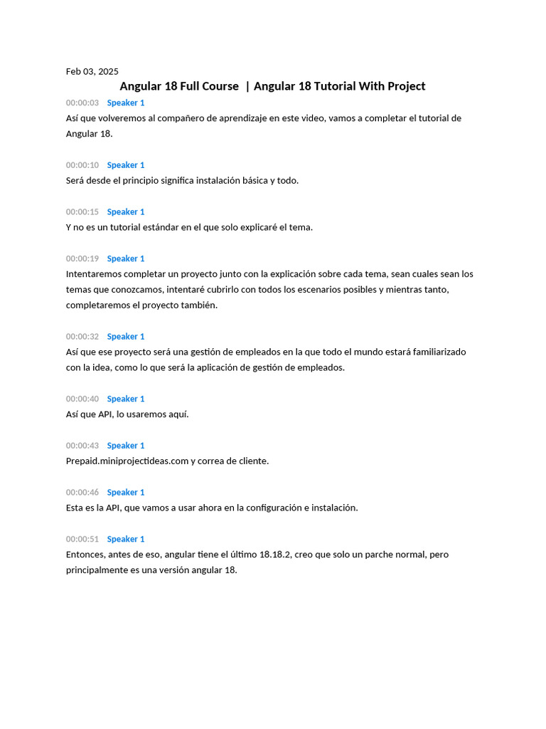 Angular 18 Full Course - Angular 18 Tutorial With Project (Spanish) | PDF