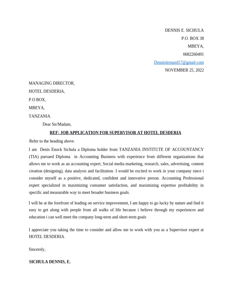 Dennis Appl Letter | PDF