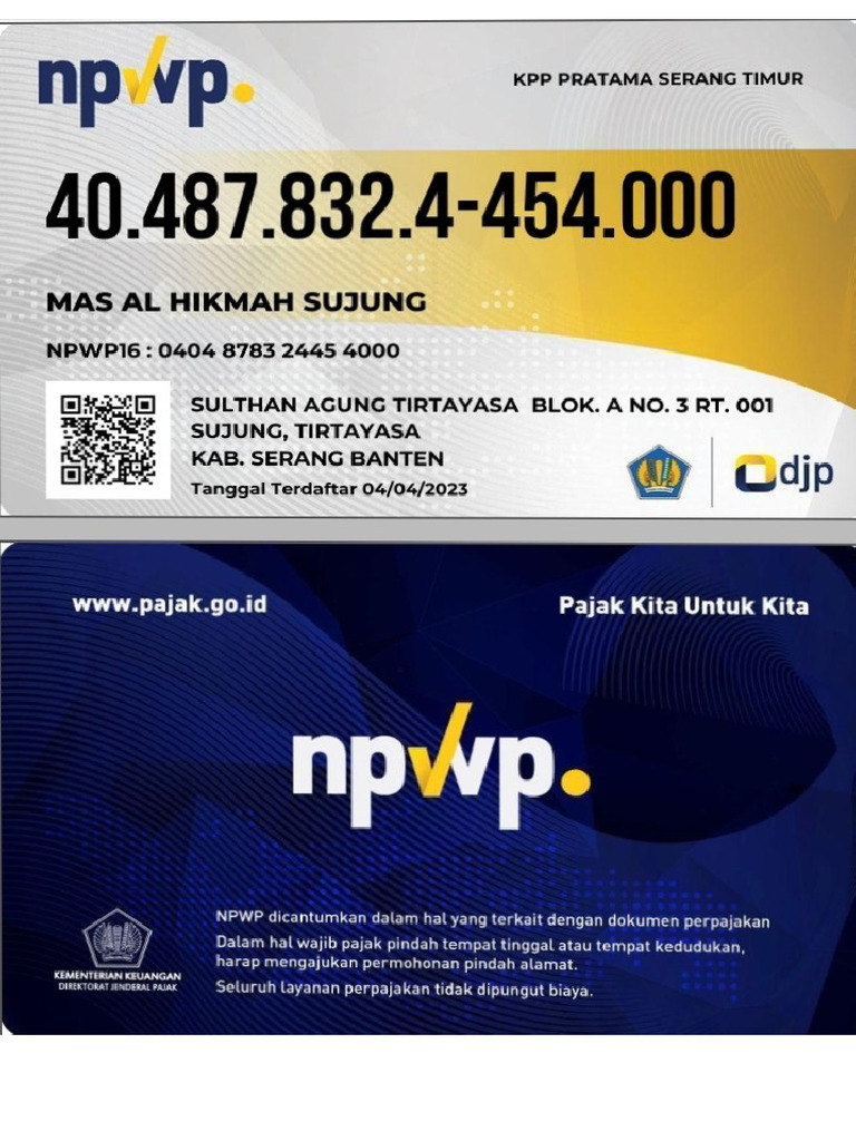 NPWP Ma Sujung Dan Yayasan | PDF