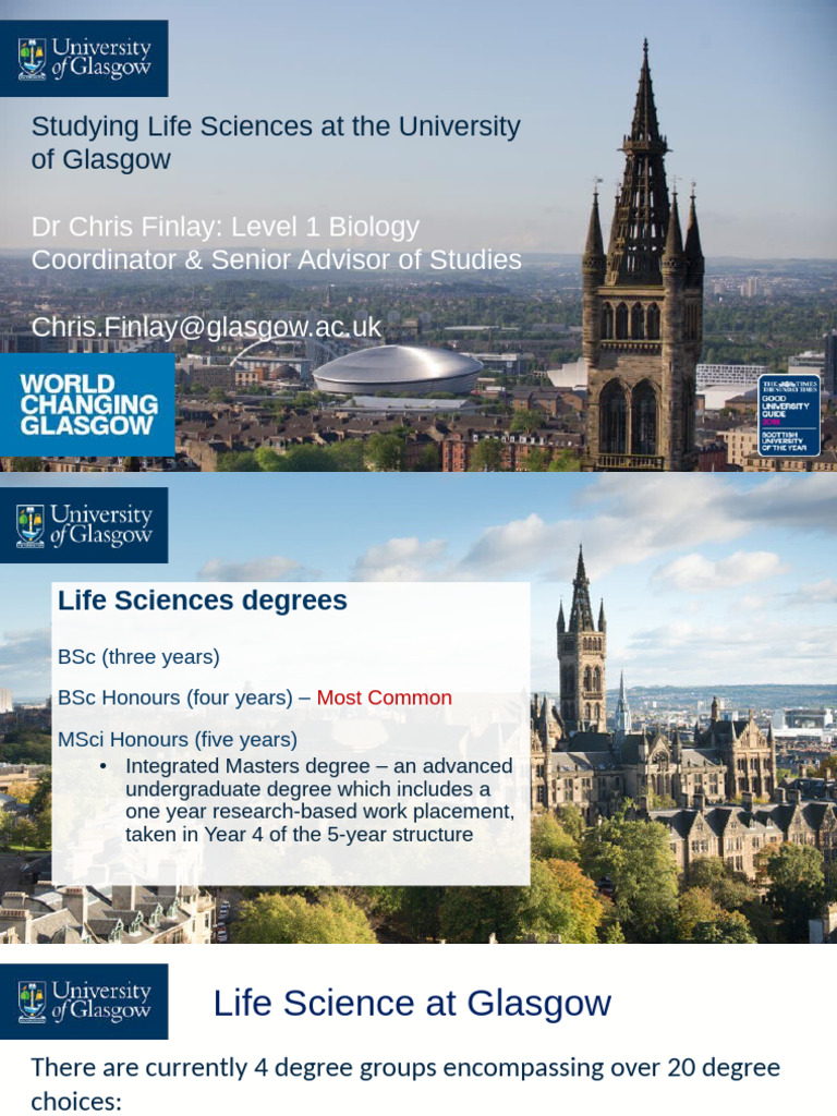 Life Sciences Degrees at University of Glasgow | PDF | Biology | Zoology