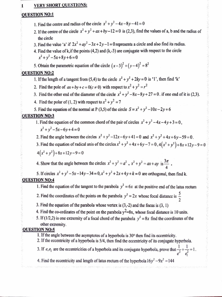 Maths 2b vvv imp VA | PDF | Ellipse | Circle