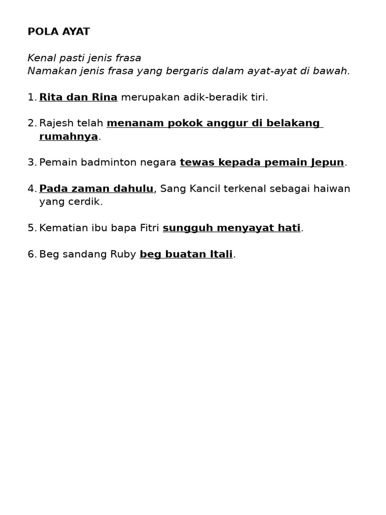 Latihan Pola Ayat | PDF